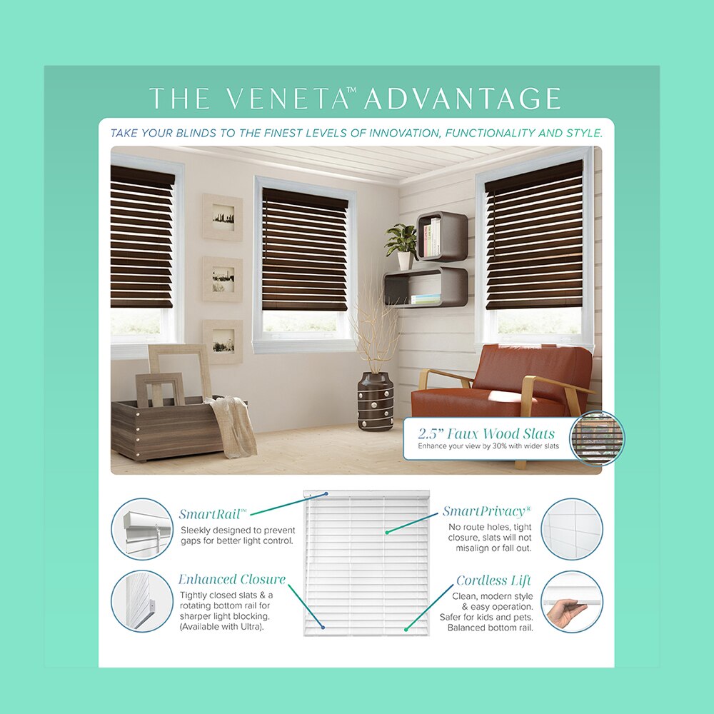 Designer 2 1/2 Inch Ultra Faux Wood Blinds | Blinds.com