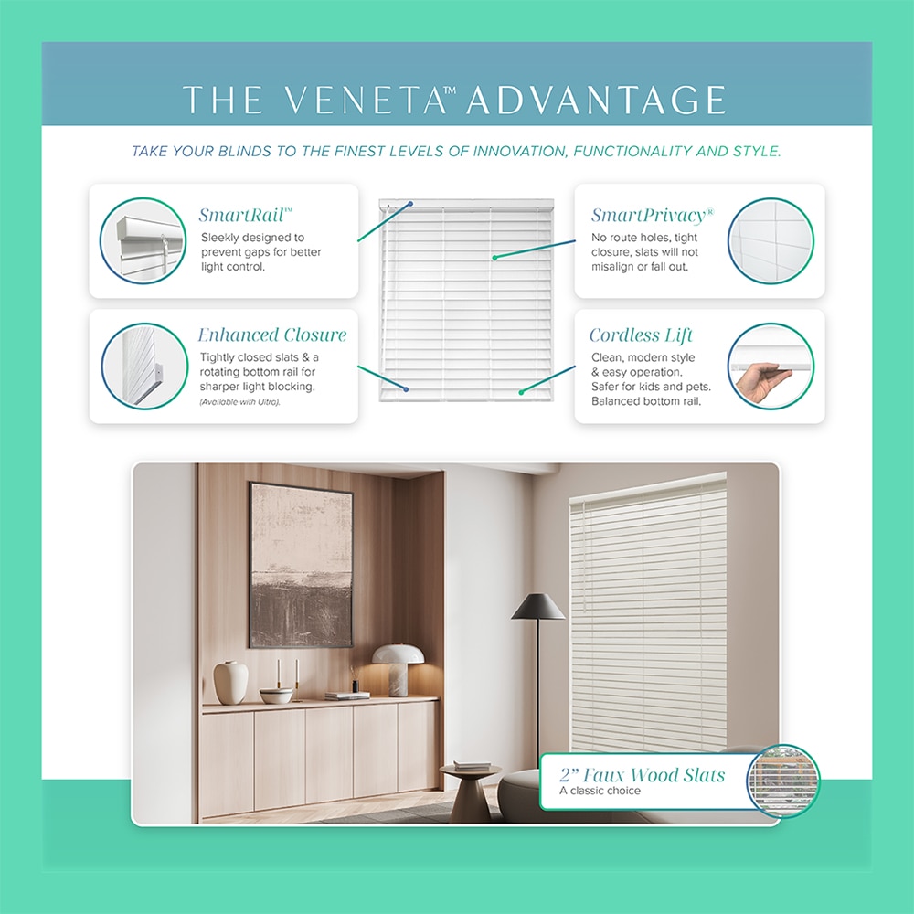 Veneta Designer 2 Inch Ultra Faux Wood Blinds | Blinds.com